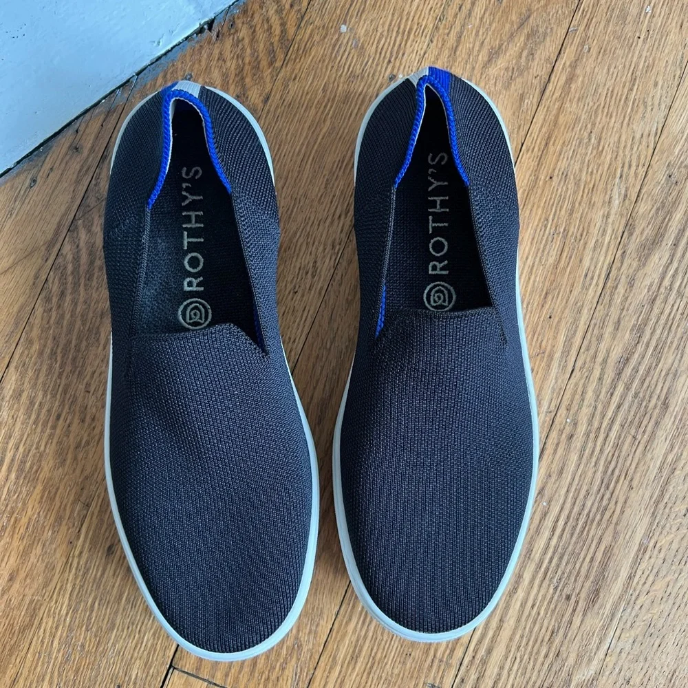 Rothy's | Shoes | Rothys Black Slipon Sneakers With White Soles | Poshmark